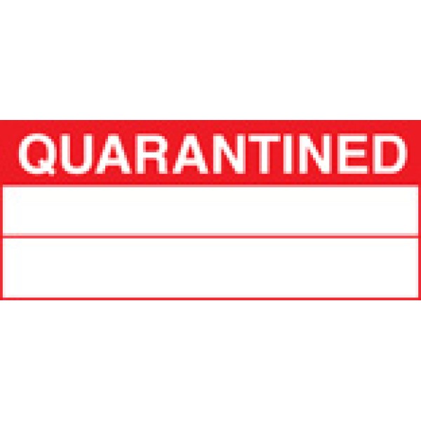 Roll of 100 Quarantined Labels - 50 x 20mm
