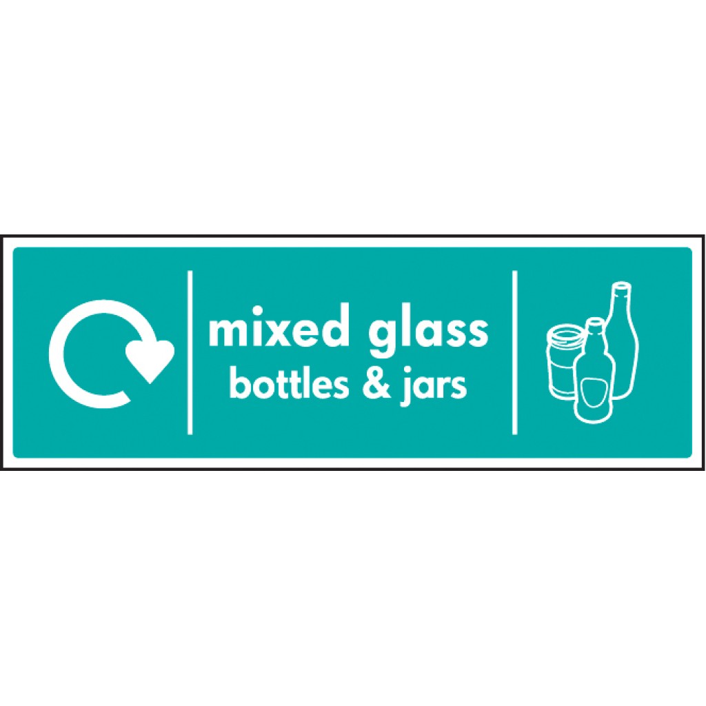 WRAP Recycling Sign - Mixed Glass Bottles & Jars