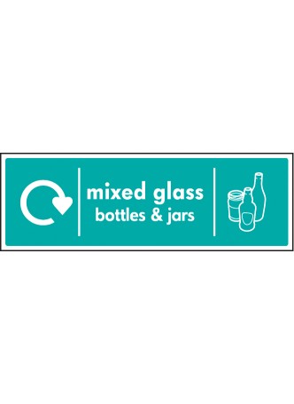WRAP Recycling Sign - Mixed Glass Bottles & Jars