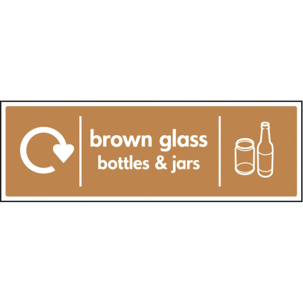 WRAP Recycling Sign - Brown Glass Bottles & Jars