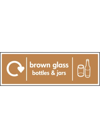 WRAP Recycling Sign - Brown Glass Bottles & Jars