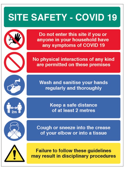 Coronavirus Site Safety Board with 6 Messages