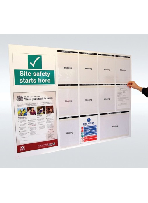 Site Notice Board with Doc Wallets (Health & Safety)
