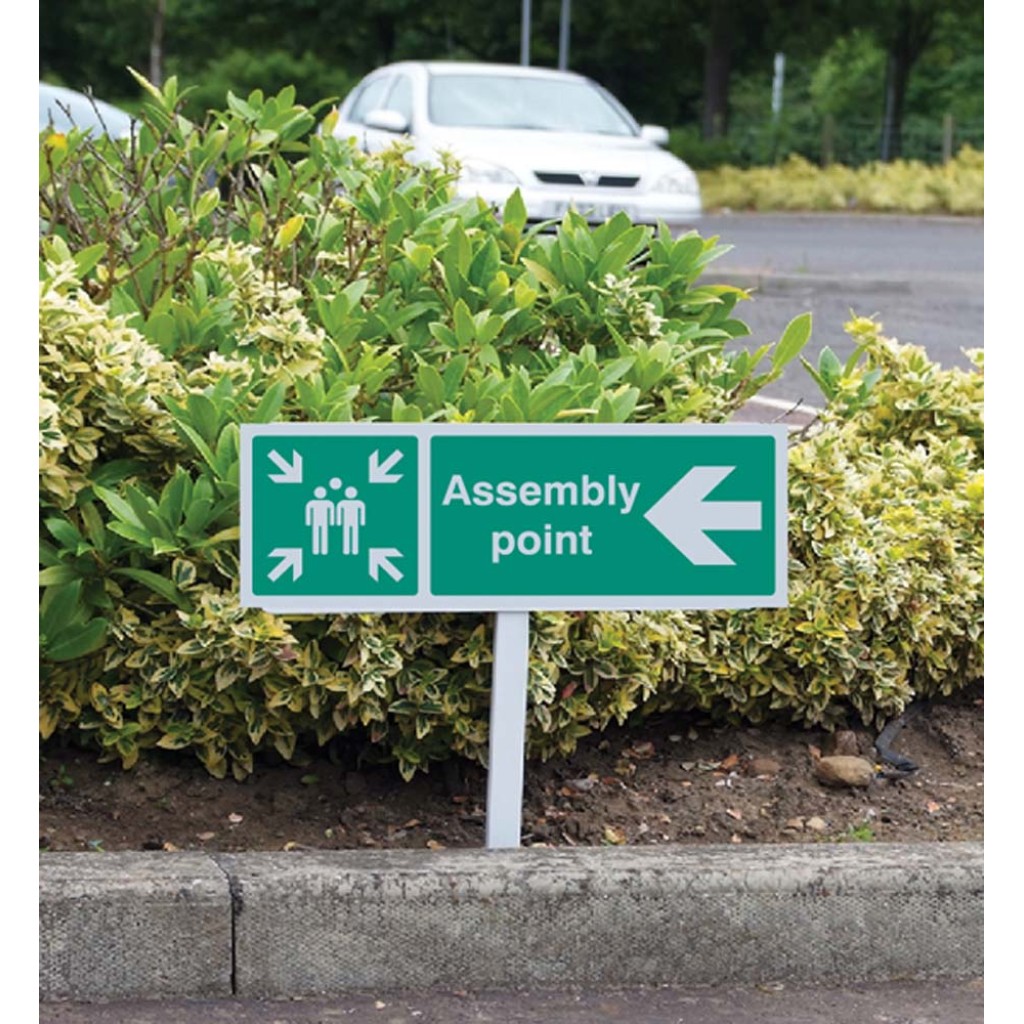 Assembly Point Left - Verge Sign c/w 800mm Post