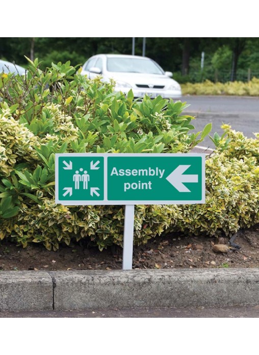 Assembly Point Left - Verge Sign c/w 800mm Post