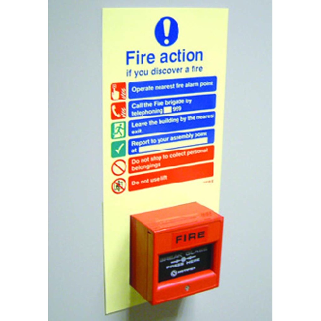 Call Point Fire Action Set - Photoluminescent Rigid PVC