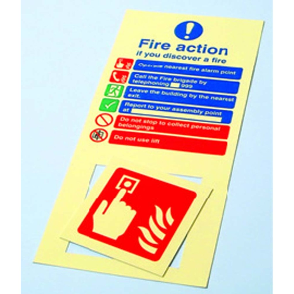Call Point Fire Action Set - Photoluminescent Rigid PVC